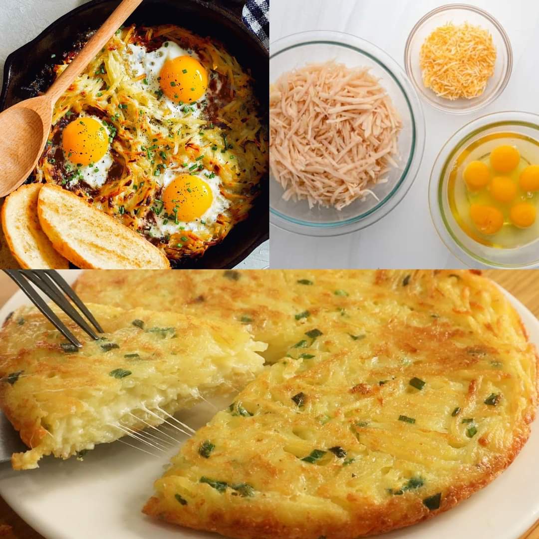 Potatoes, Eggs, Cheese! Only 3 Ingredients! Grated Potato Omelette! Simple Healthy Breakfast ...